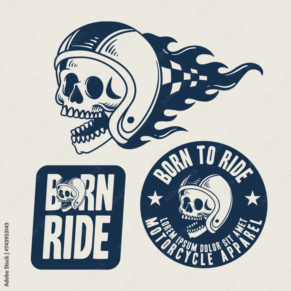 vintage motorcycle badges emblem set of motorcycle editable text emblem ...
