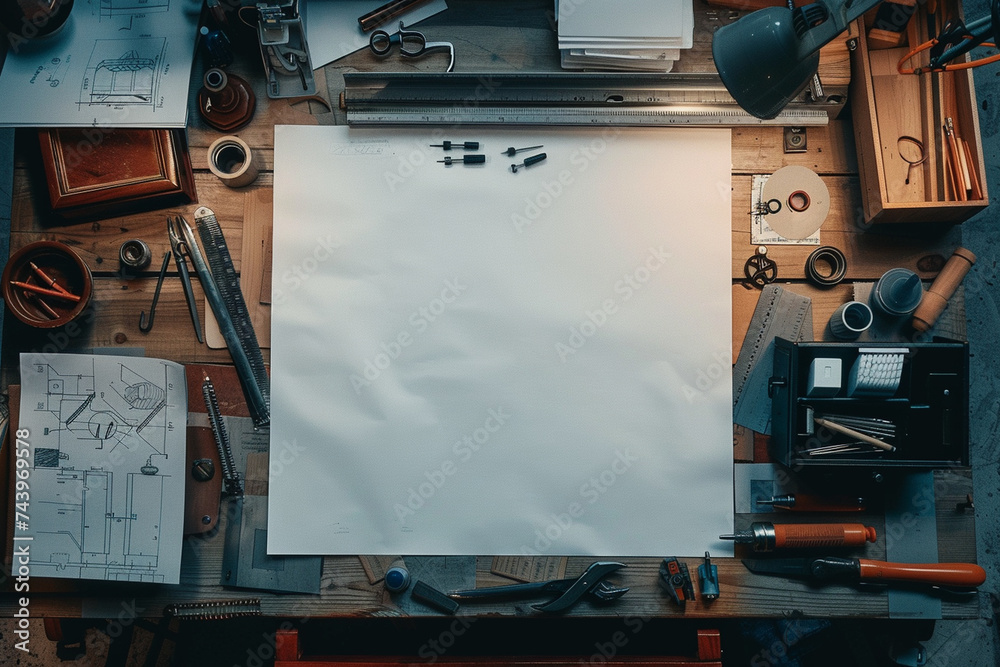 creative process with white blank paper serving as a canvas for ...