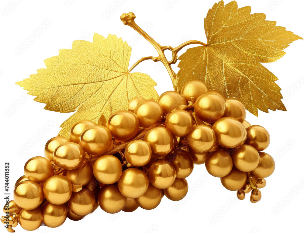 golden grape,grape made of gold isolated on white or transparent ...