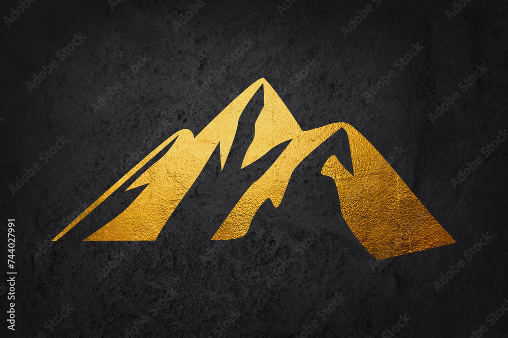 Golden mountains art deco isolated on black background. Luxury ...