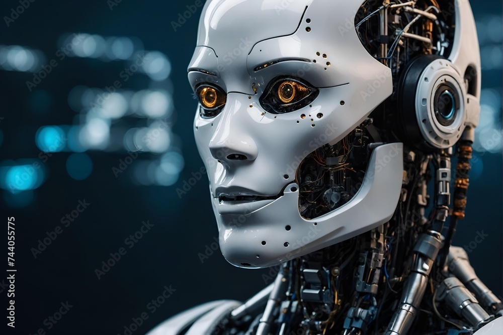 AI Robot demonstrating a blend of humane warmth and AI robotic ...