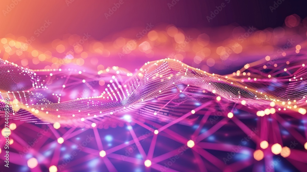 Dynamic visualization of data transfer on a technology background ...