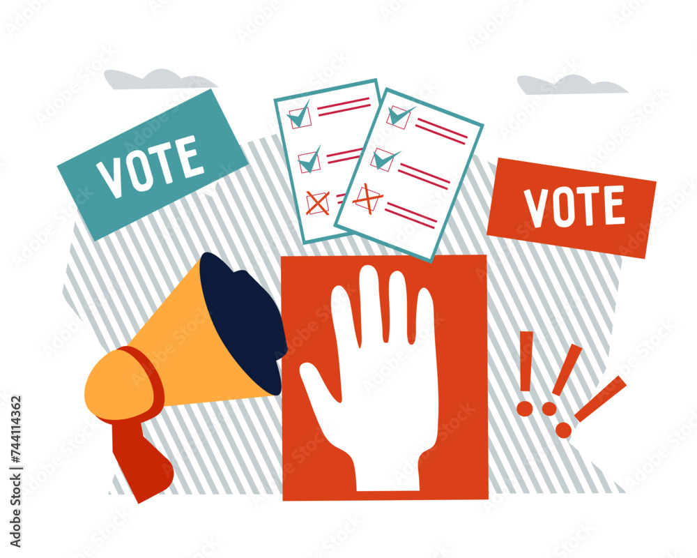 Democratic voting banner or poster design, flat vector illustration ...