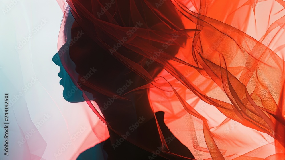 An enigmatic anime woman shrouded in red, her identity hidden by a ...