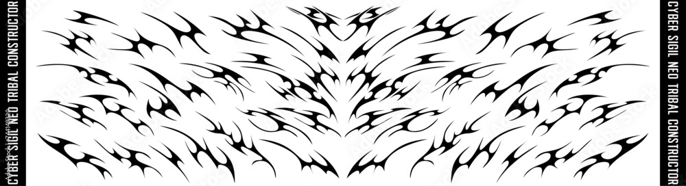 Neo tribal art constructor. Y2k cyber sigil aesthetic tattoo, simmetric ...