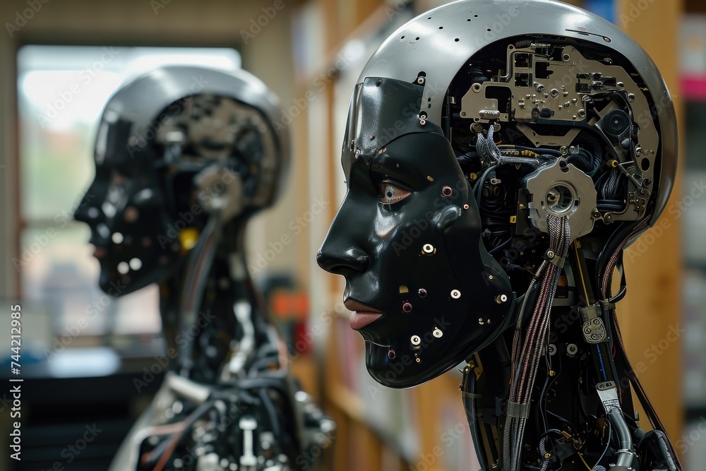 Two robots are positioned next to each other, showcasing their ...