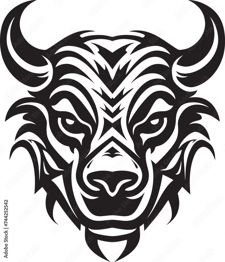 Unleash the Moo mentum A Powerful Black and White Bull Icon Horned Hero ...