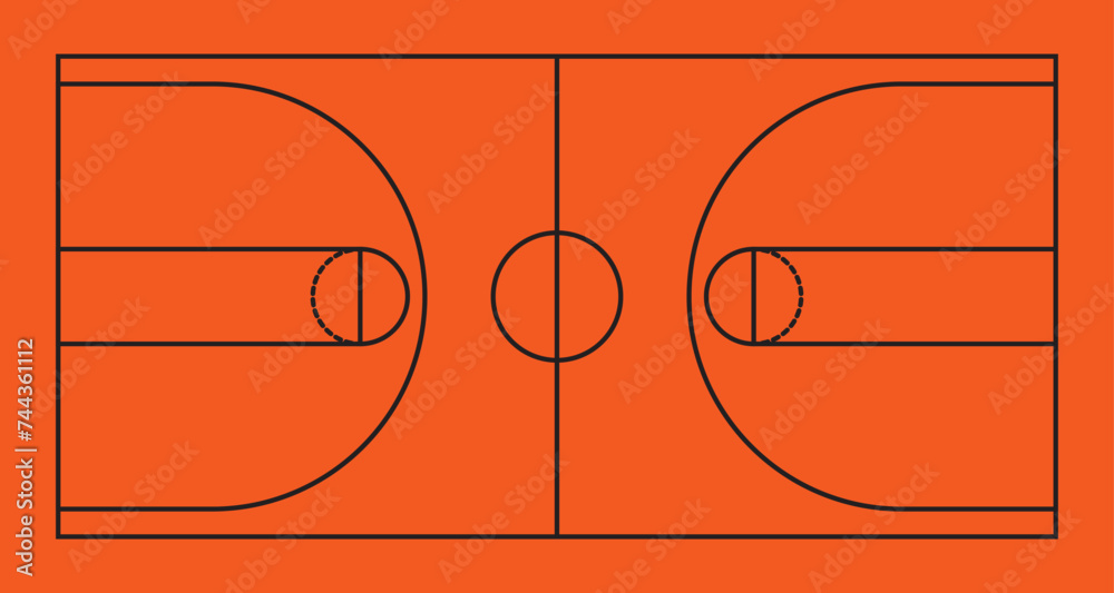 Basketball Court Flat Vector line Icon. Basket ball field playground ...