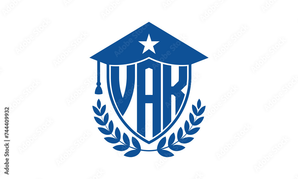VAK three letter iconic academic logo design vector template. monogram ...