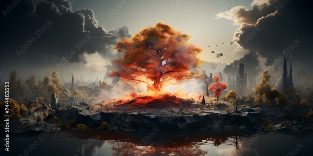 Illustration Stock Impact of Carbon Dioxide Emissions Deforestation ...