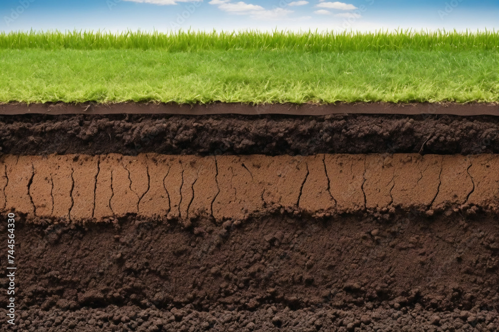 Underground soil layer of cross section earth, erosion ground with ...