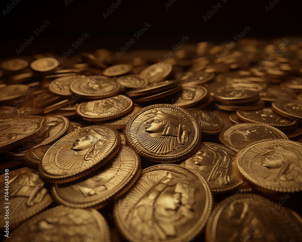 Ancient Egyptian map, treasure map, Egyptian gold coin, papyrus ...