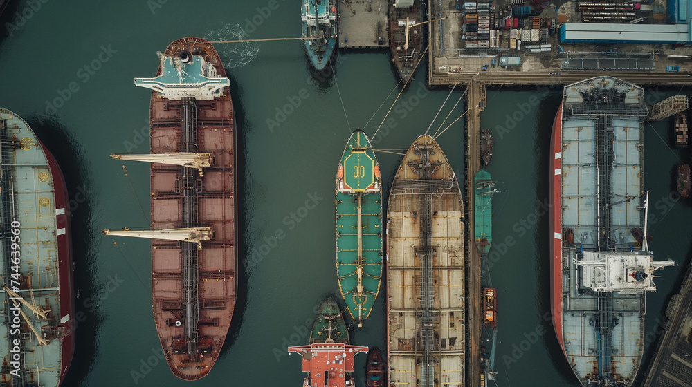 top view of fpso oil and lpg gas tank storage and ship transportation ...