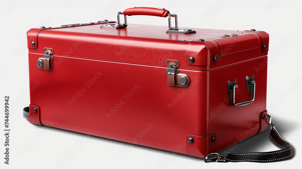 big red travel suitcase, png file of isolated cutout object with shadow ...