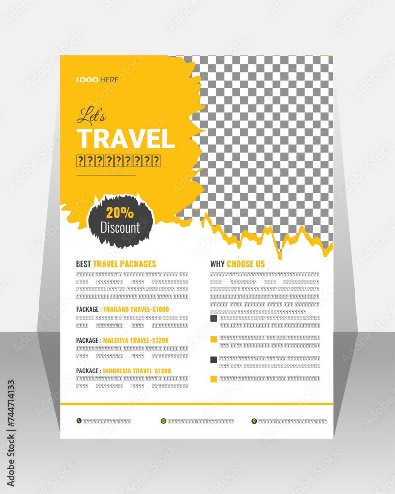 Travel flyer design template, Tour flyer, Tourism vector color in a4 ...