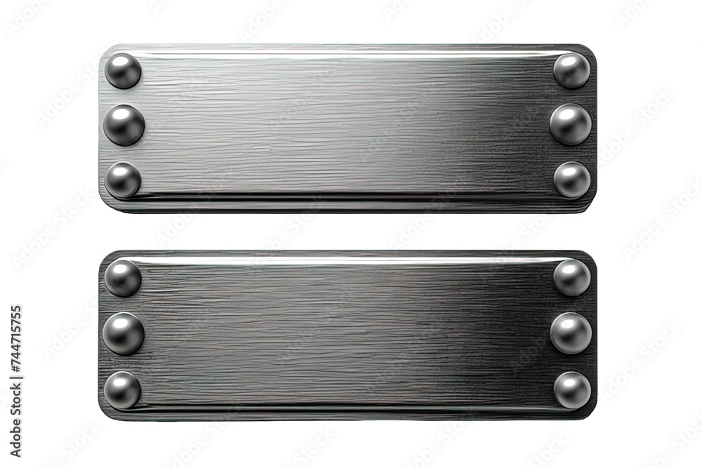 blank rectangle metal plate isolated on transparent background ,silver ...