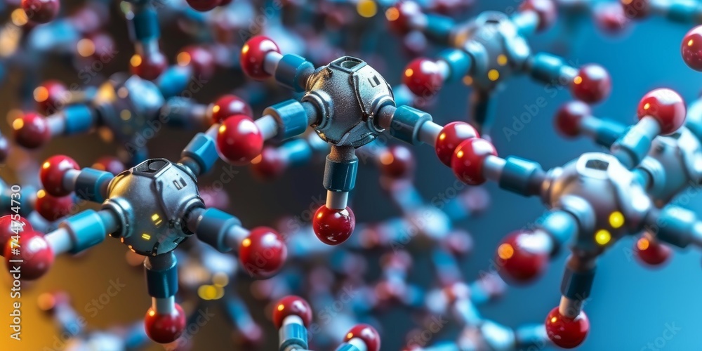 Detailed 3D model of a graphene molecule structure with a focus on the ...