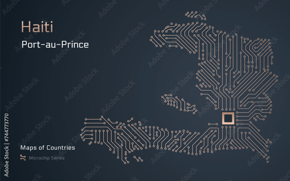 Stock-Vektorgrafik „Haiti Map with a capital of Port-au-Prince Shown in ...