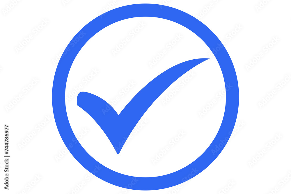 Blue check mark icon blue right tick on blue circle on transparent ...