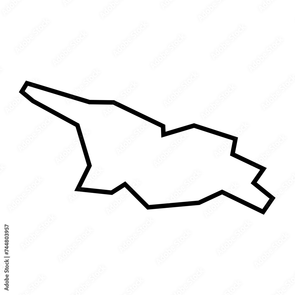 Georgia country thick black outline silhouette. Simplified map. Vector ...