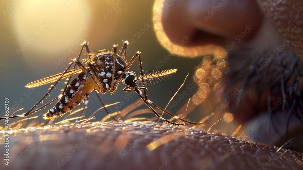 Stock-Illustration „large mosquito biting a human on the arm with its ...