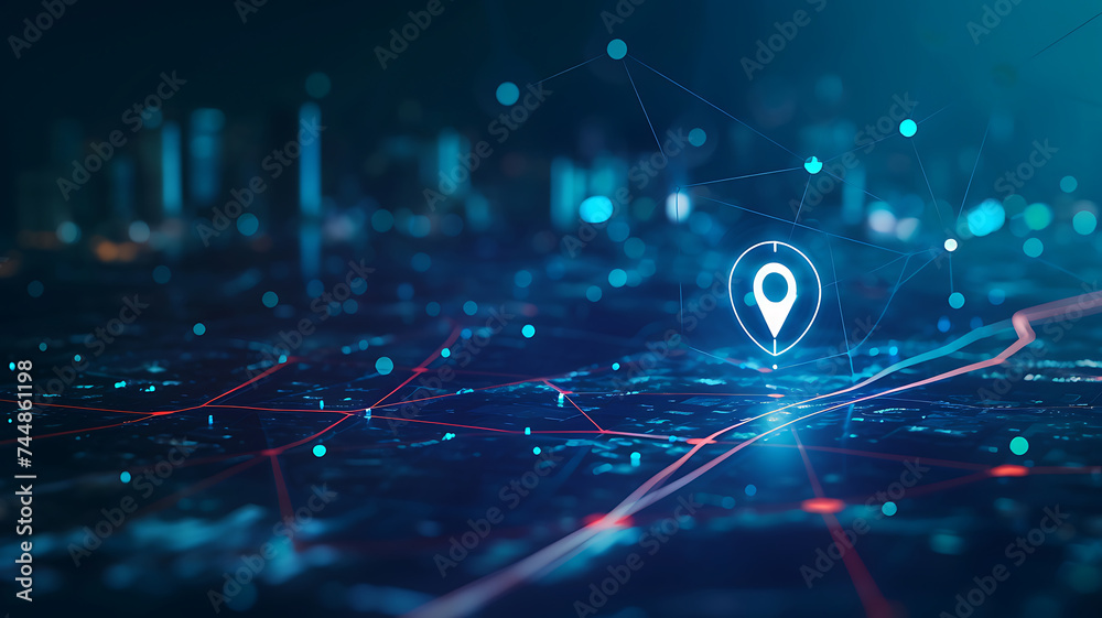 Global world map the geo location pin icon with network. Worldwide ...