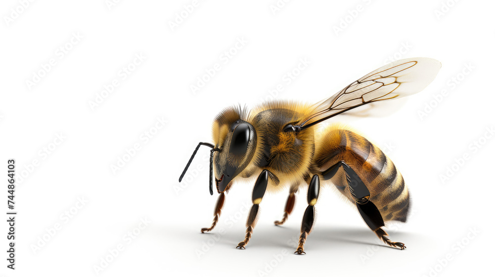 Honey Bee Walking Isolated On Transparent Background. Detailed 3D ...