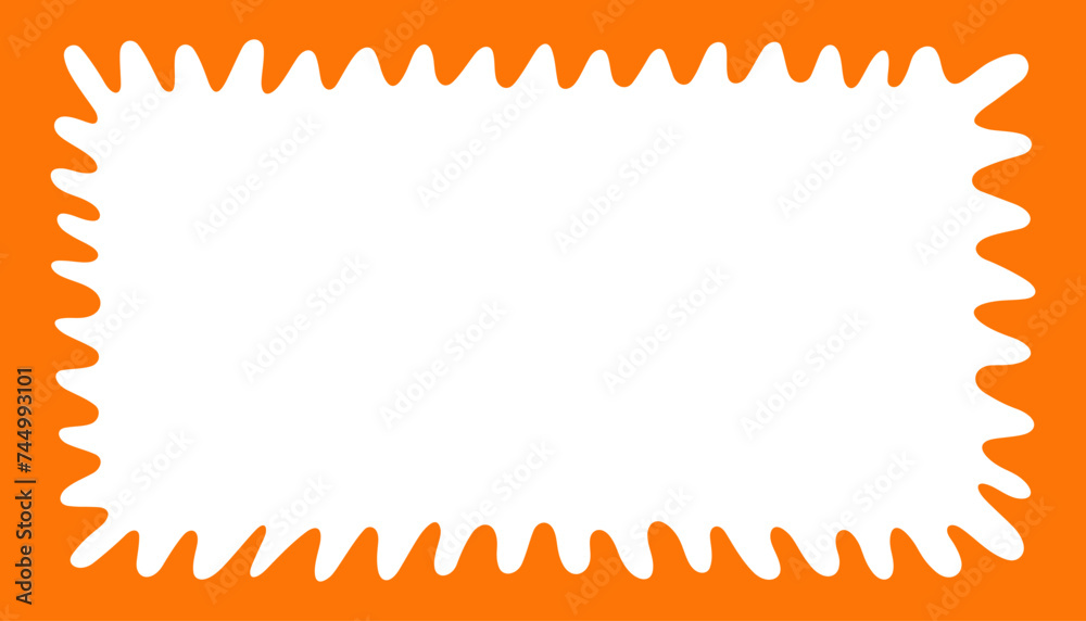 Wave rectangle frame. Doodle scalloped edge border with wavy pattern ...