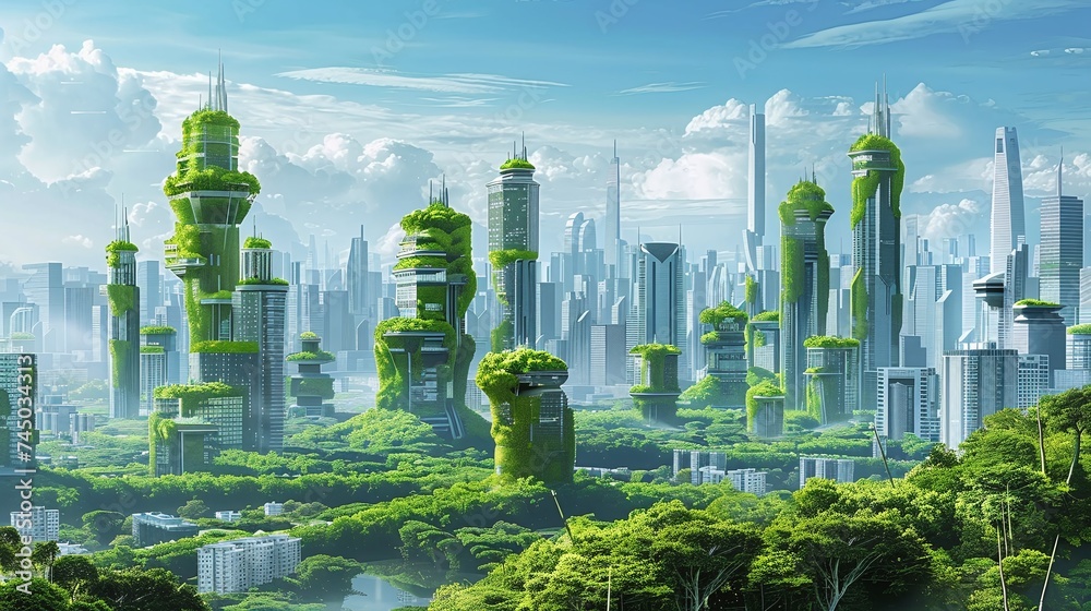futuristic green architecture sustainable building design with vertical ...