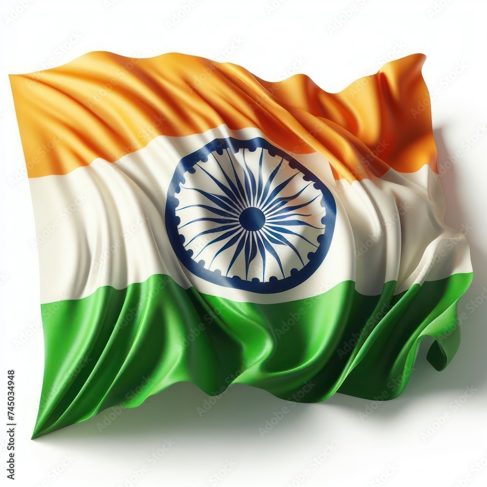 Indian flag waving on air with sky background, Indian flag image Stock ...