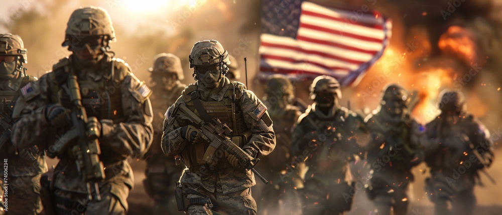 Soldiers of the Month The American Flag and the M16 Generative AI Stock ...