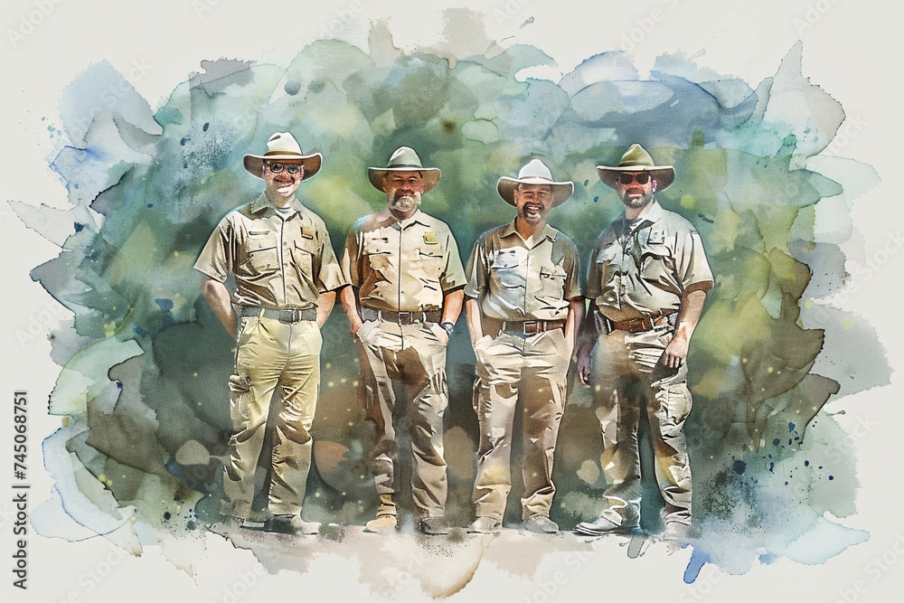 The Cowboy Crew A Group of Men in Hats and Uniforms, Ready for a ...
