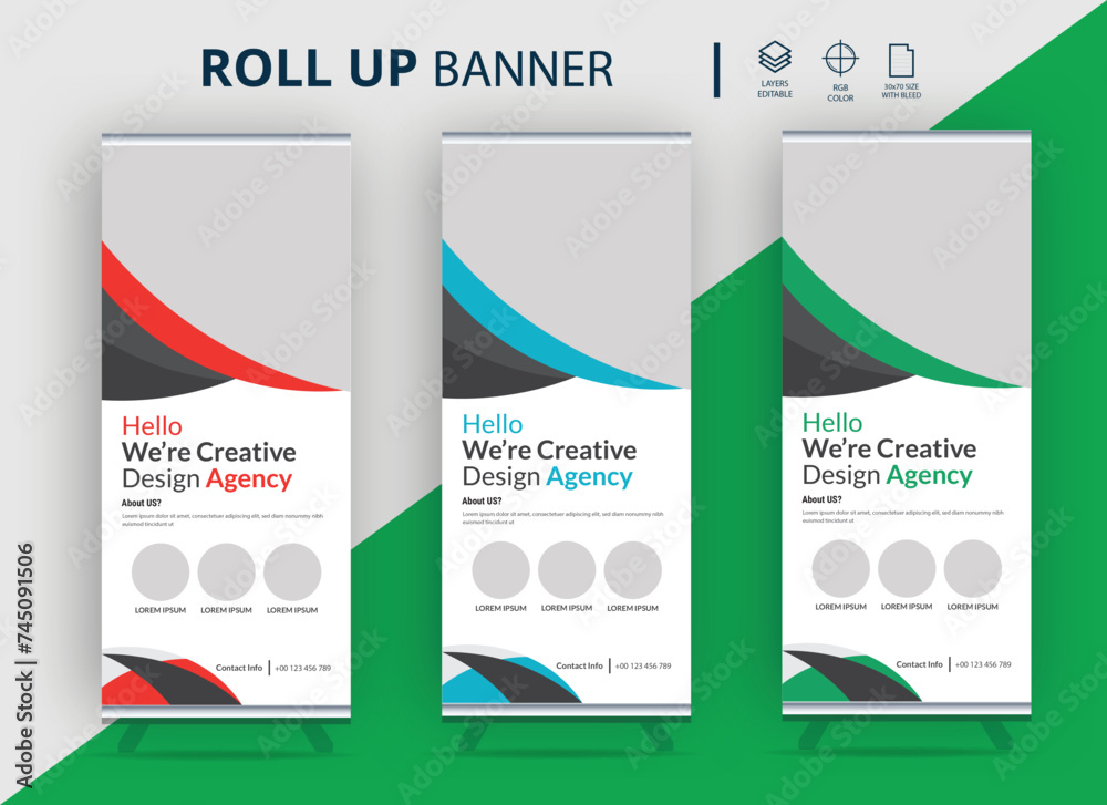 Roll up banner template design for business, vertical bannar, modern x ...