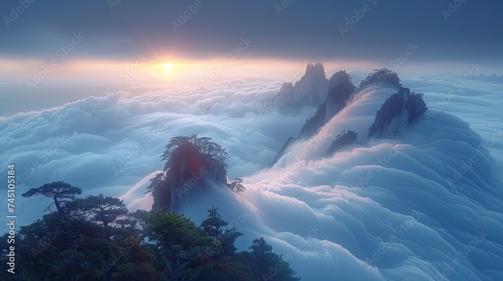 wide angle dramatic long exposure waiting for a breathtaking sunrise ...