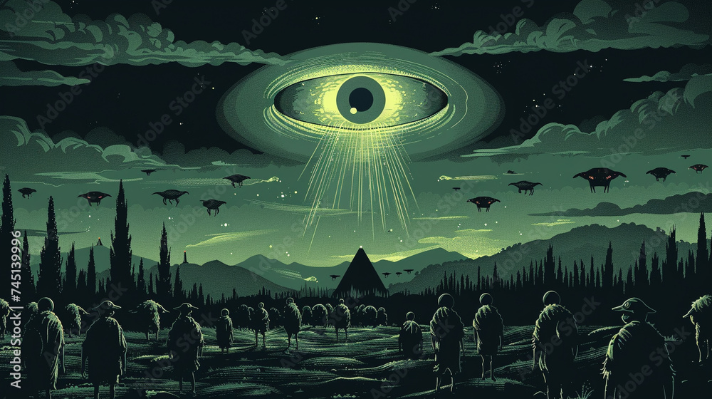 Cosmic Encounter: Space Illustration Artwork Featuring a UFO ...
