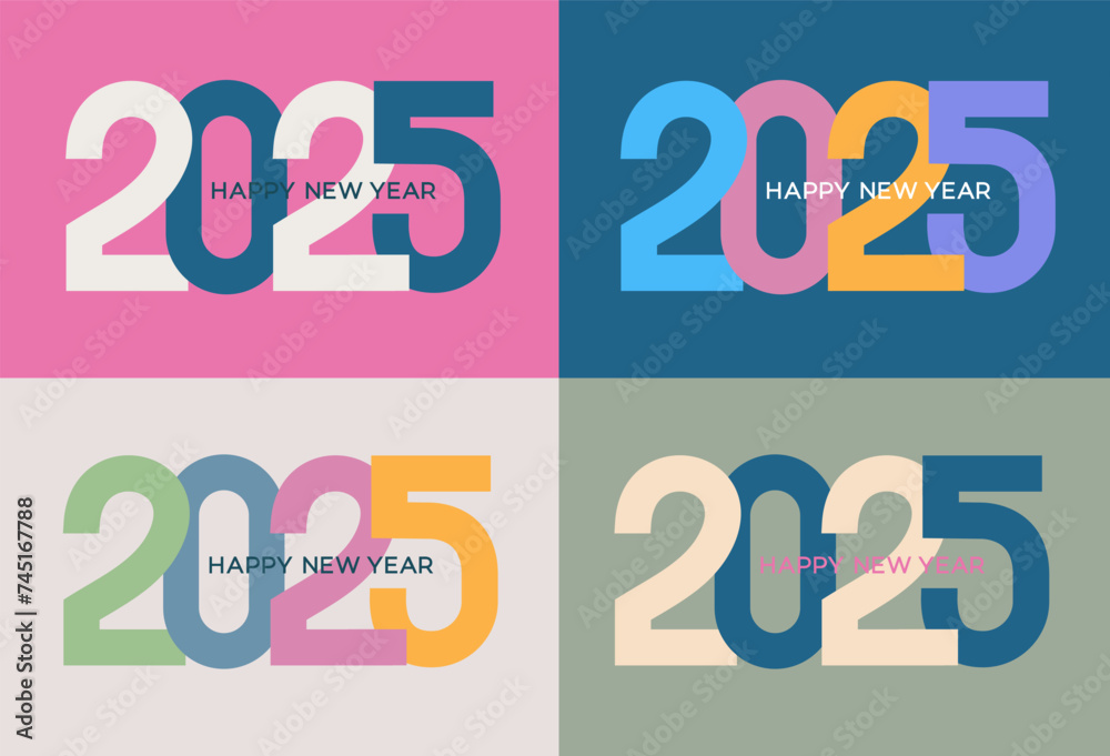 Happy New Year 2025 with full colour number set. 2025 New Year ...