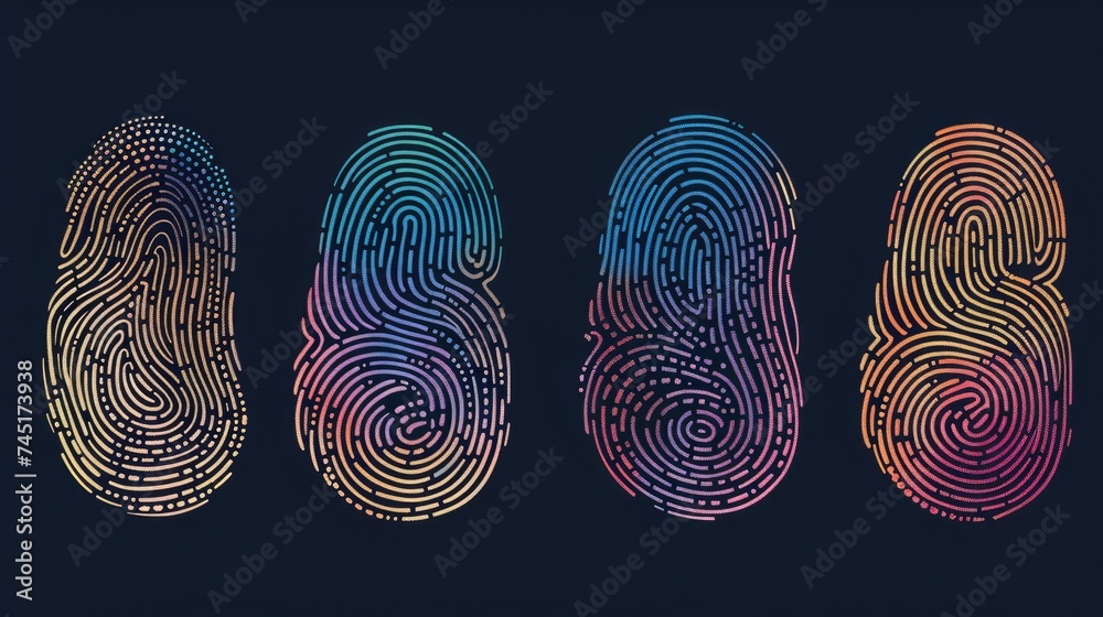 Vector illustrations of fingerprint patterns, including arches, loops, and whorls Stock ...