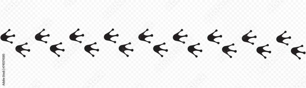 Frog or toad paw footprint. Silhouette. Front and hind frog legs. Black ...