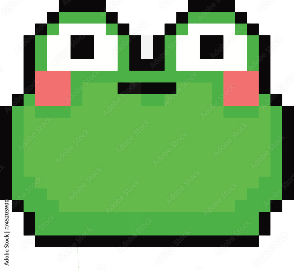 cute frog pixel art in 8 bit pixel art. Animal for game asset and cross ...