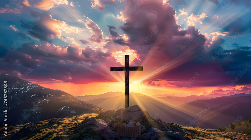 jesus christ cross easter resurrection concept christian cross on a ...