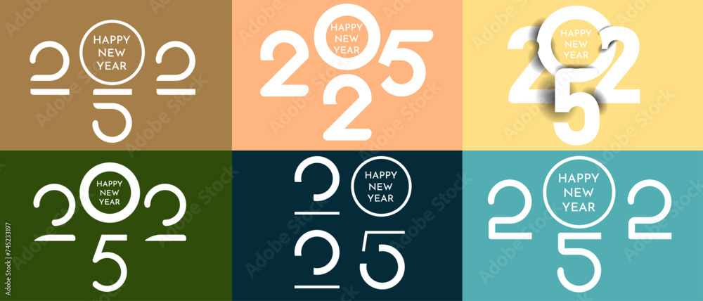 2025 logo text design set. 2025 number design template. Happy new year ...