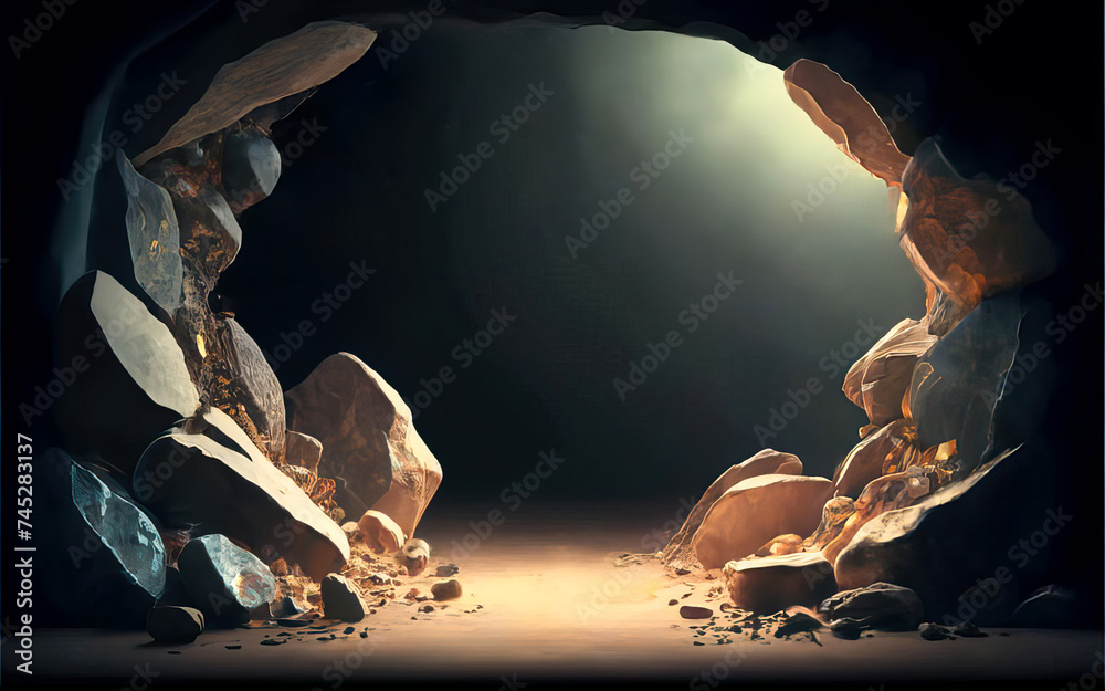 Hidden Cave with light from outside, ave Entrance, Sunlight Meets ...