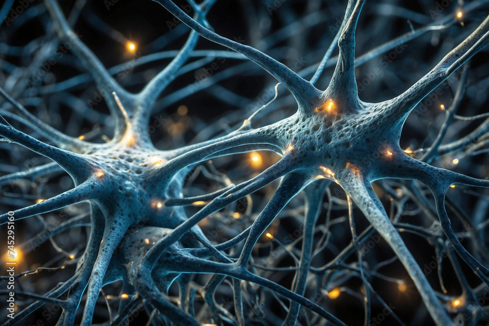 Ilustración de Stock Red de neuronas interconectadas con sinapsis ...