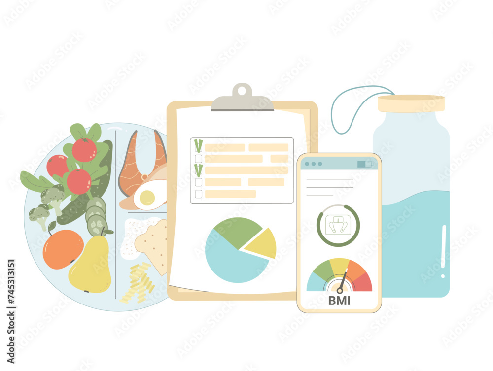 Diet plan for change life. BMI and weight control application. Body ...