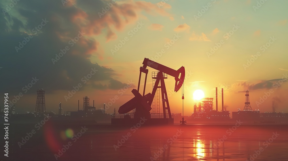 An oil pump and an oil rig are industrial machines used in petroleum ...