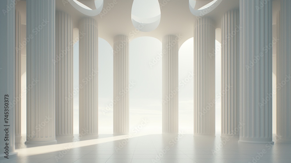 Classic and modern minimal architectural with shadow from columns ...