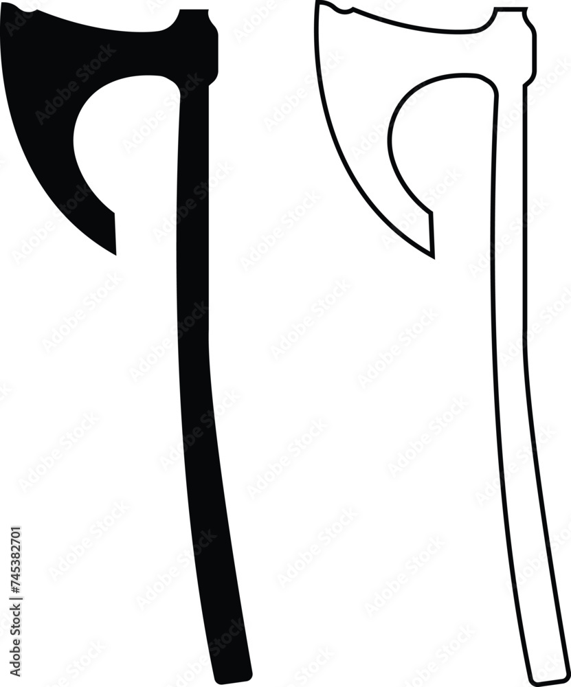 Axe icons set. Outline axe tool flat or line icon collection isolated ...