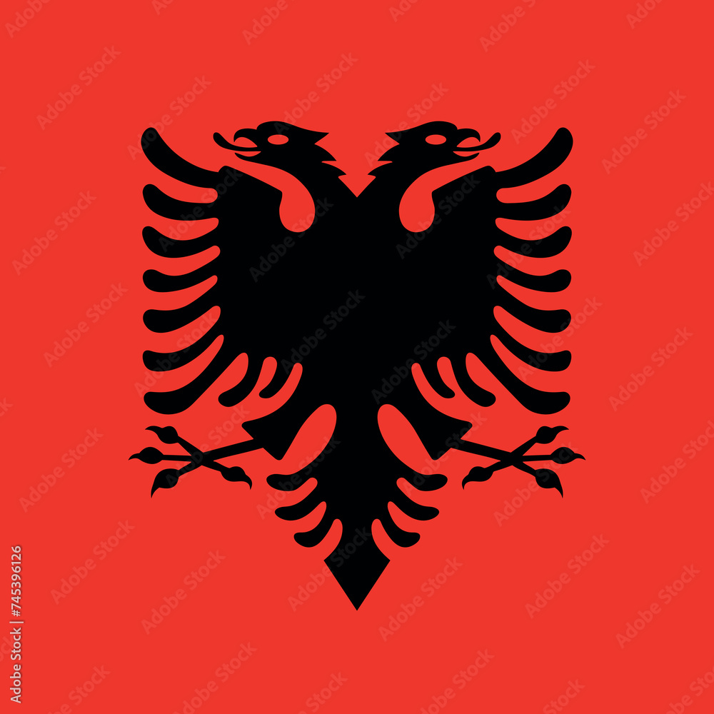 Eagle illustration. Albanian coat of arms, double-headed eagle. State ...
