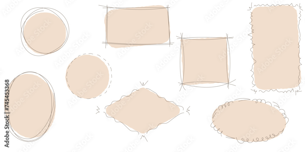 Hand drawn doodle textbox set, editable stroke lines. Blank quote ...