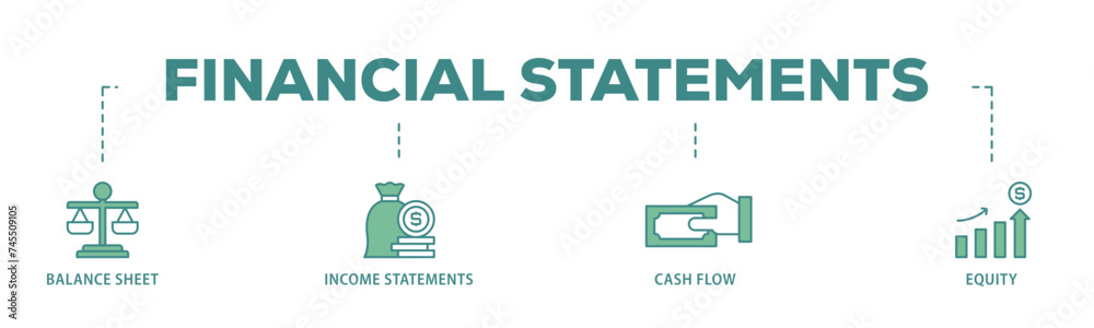 Financial statements banner web icon illustration concept with icon of ...